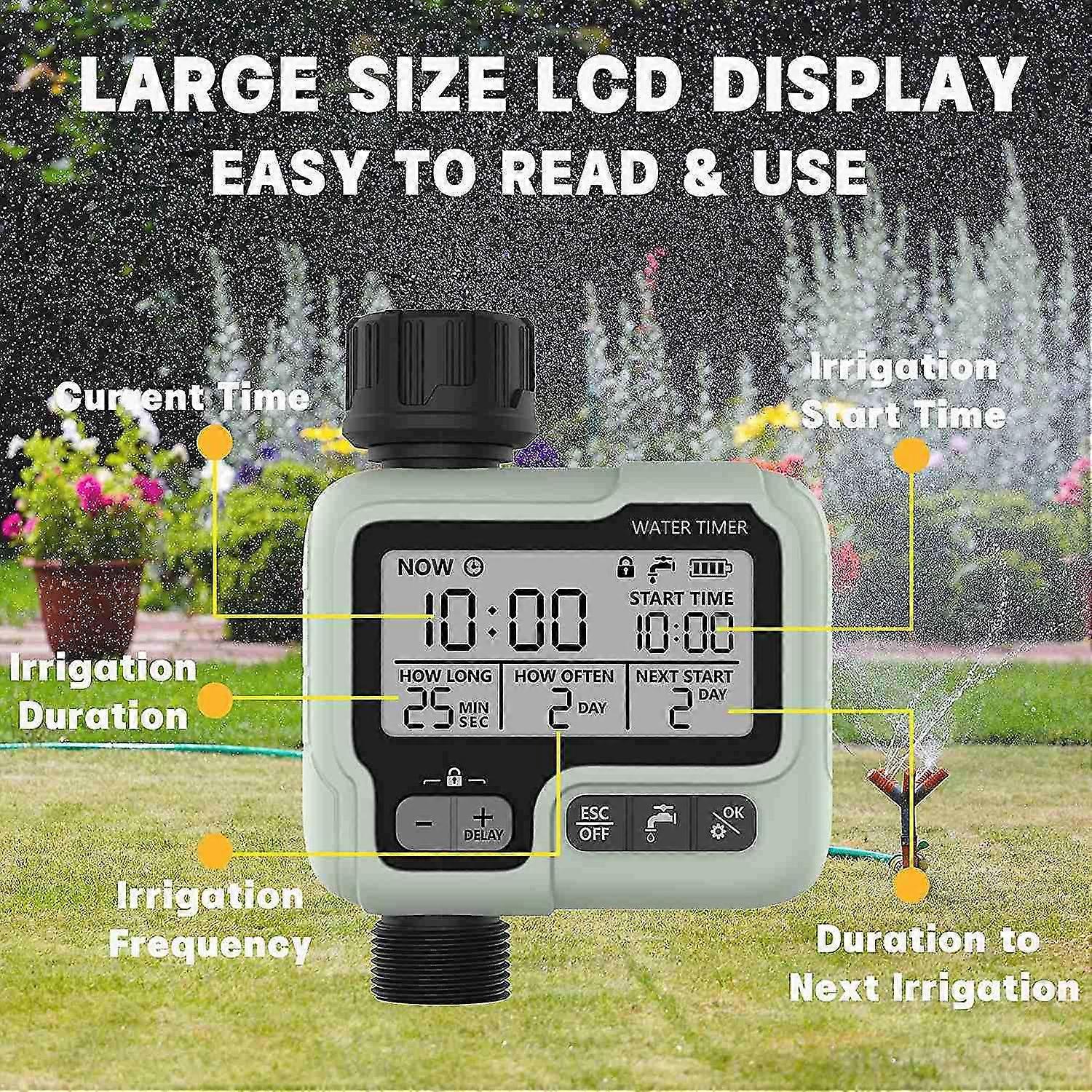 Water Timer Irrigation Timer Ipx5 Waterproof Manual Automatic Sprinkler ...