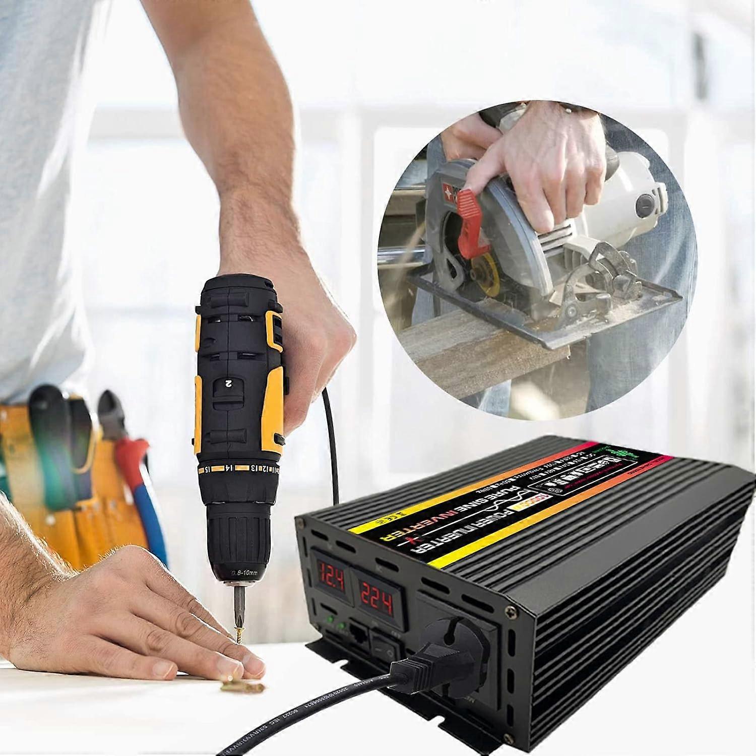 1500W 2000W ren sinusvåg växelriktare 12V 24V DC till 120V 220V AC 60HZ ...