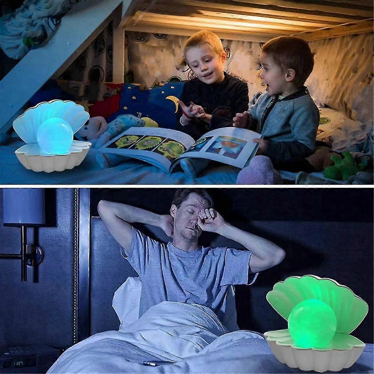 Pearl Shell Night Light Color Changing LED Seashell Desktop Decorative ...