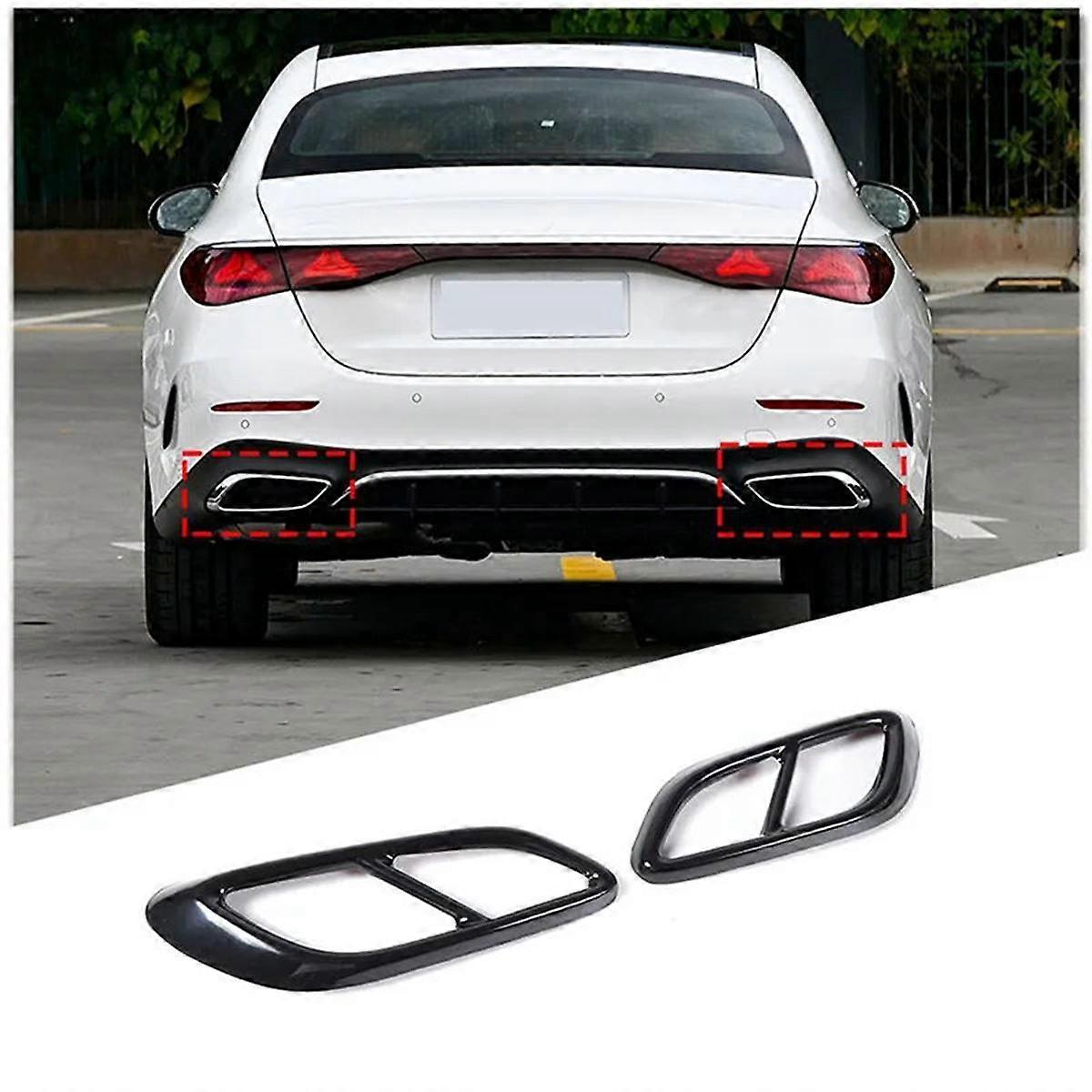 Rear Exhaust Muffler Tail Pipe Cover Trim Stainless Steel for E Class ...