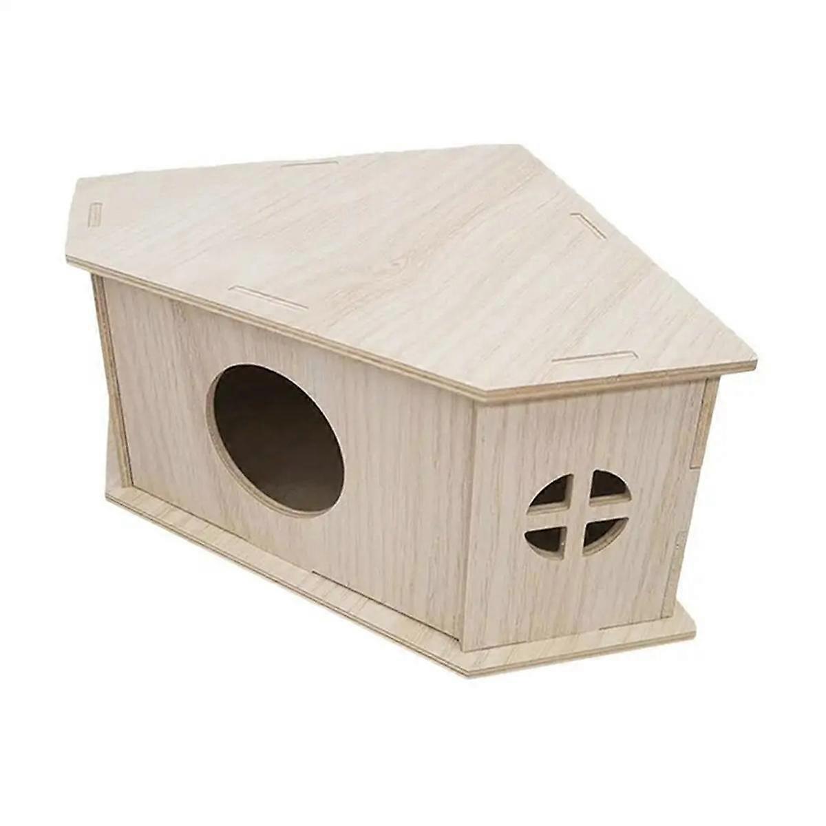 Hedgehog House Small Animal Habitat Wooden Hide Hut Playground Small ...