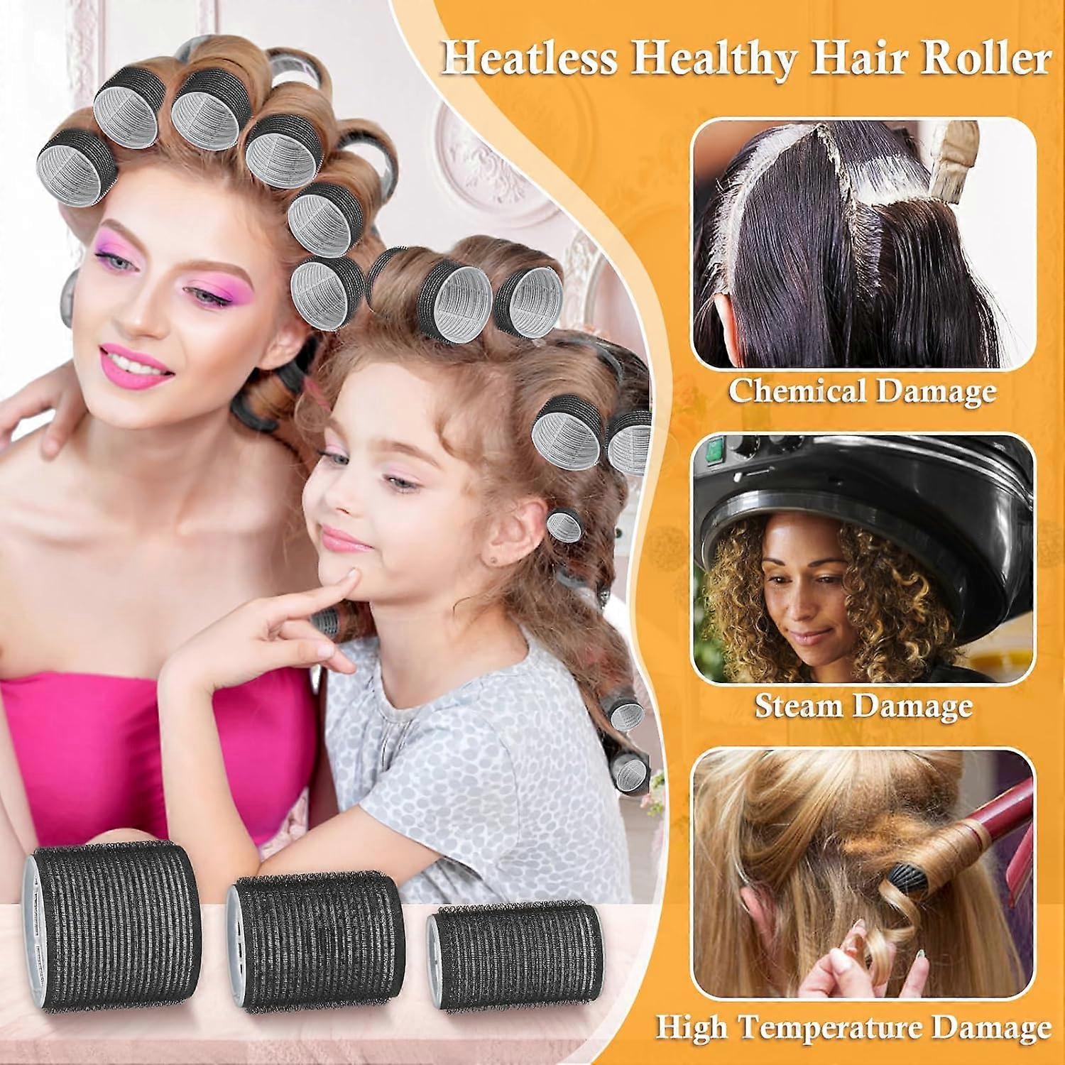 39PCS Hair Curlers Rollers with Clips Black Hair Roller with 3 Sizes ...