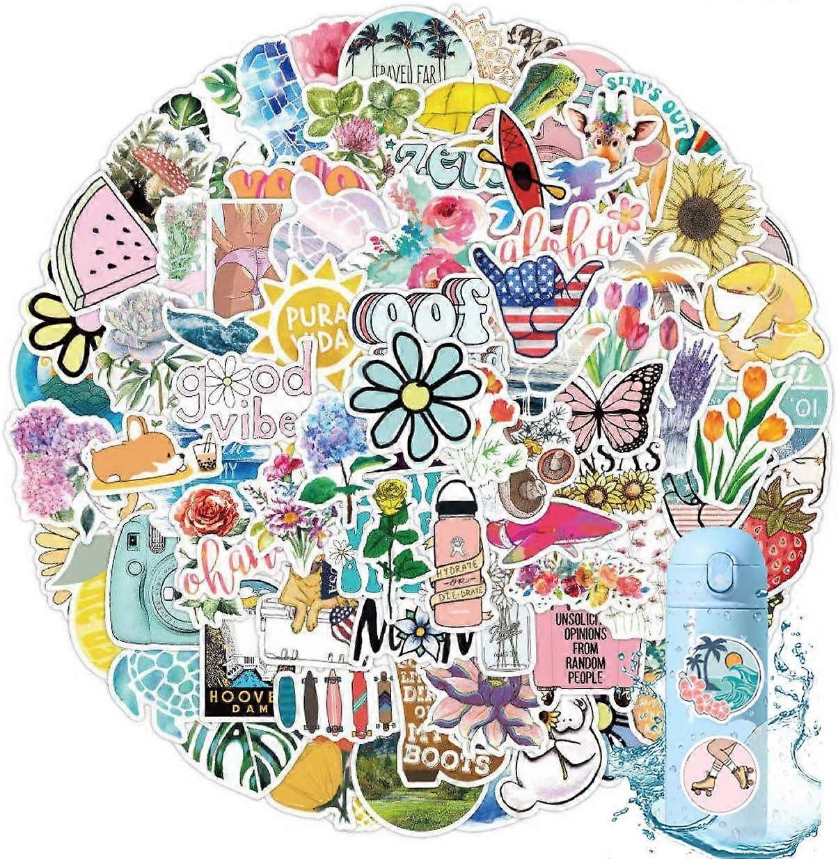 100PCS Water Bottle Stickers, Cute Stickers for Water Bottles, Vinyl ...