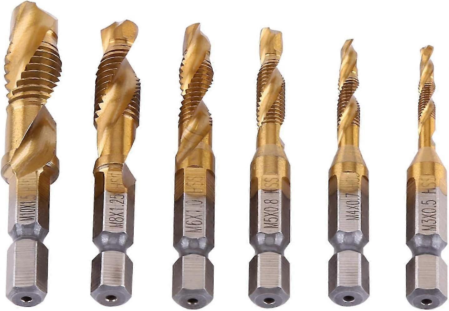 6 Piece Metric Drill And Tap Set Hss Titanium Coated Metric Thread ...