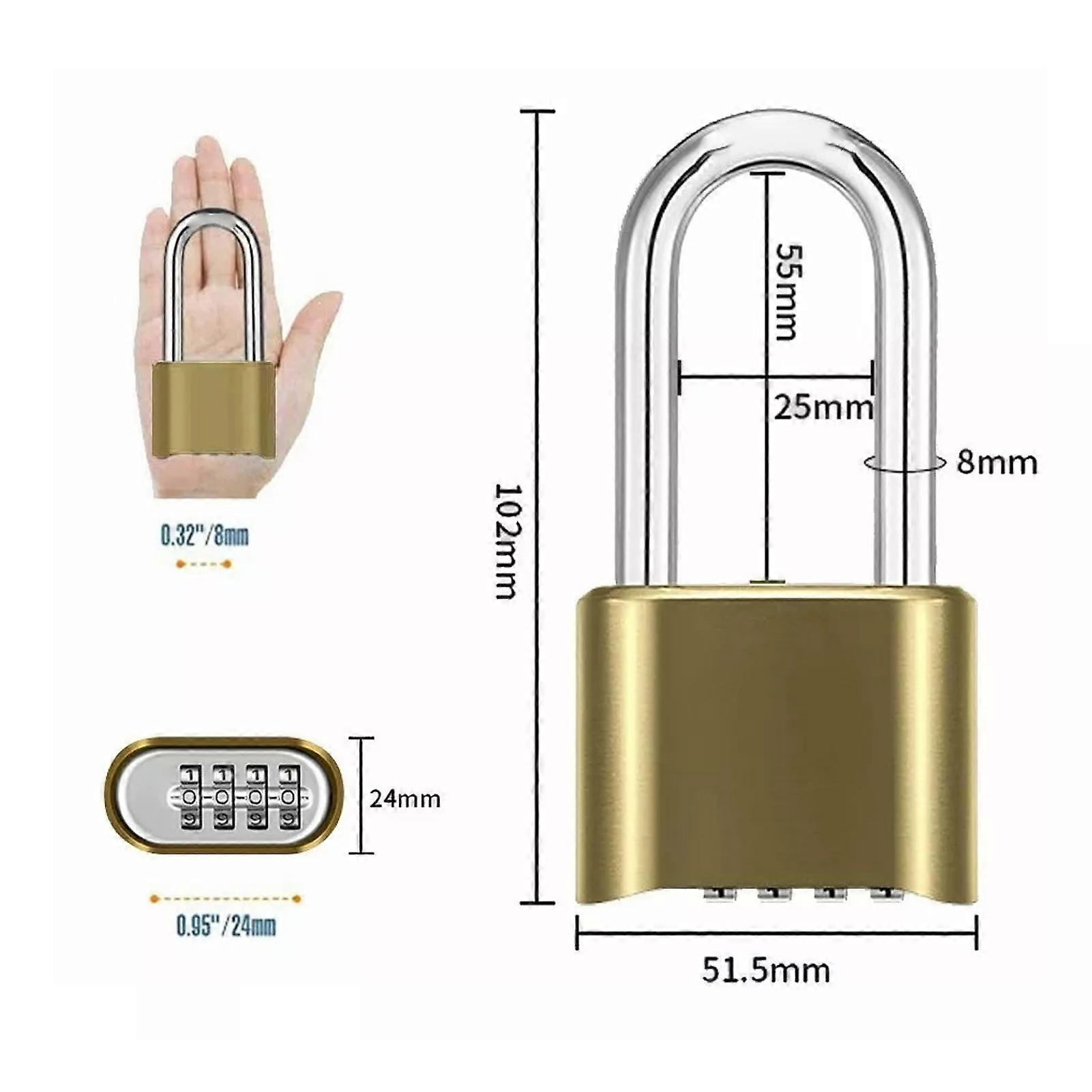 4 Digit Combination Padlock Weatherproof Resettable Heavy Duty ...