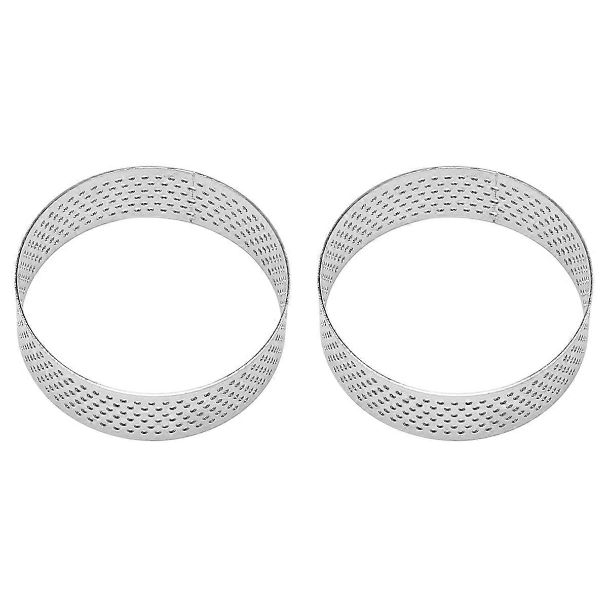 16Pack 6cm Circular Tart Rings Dessert Stainless Steel Perforation ...