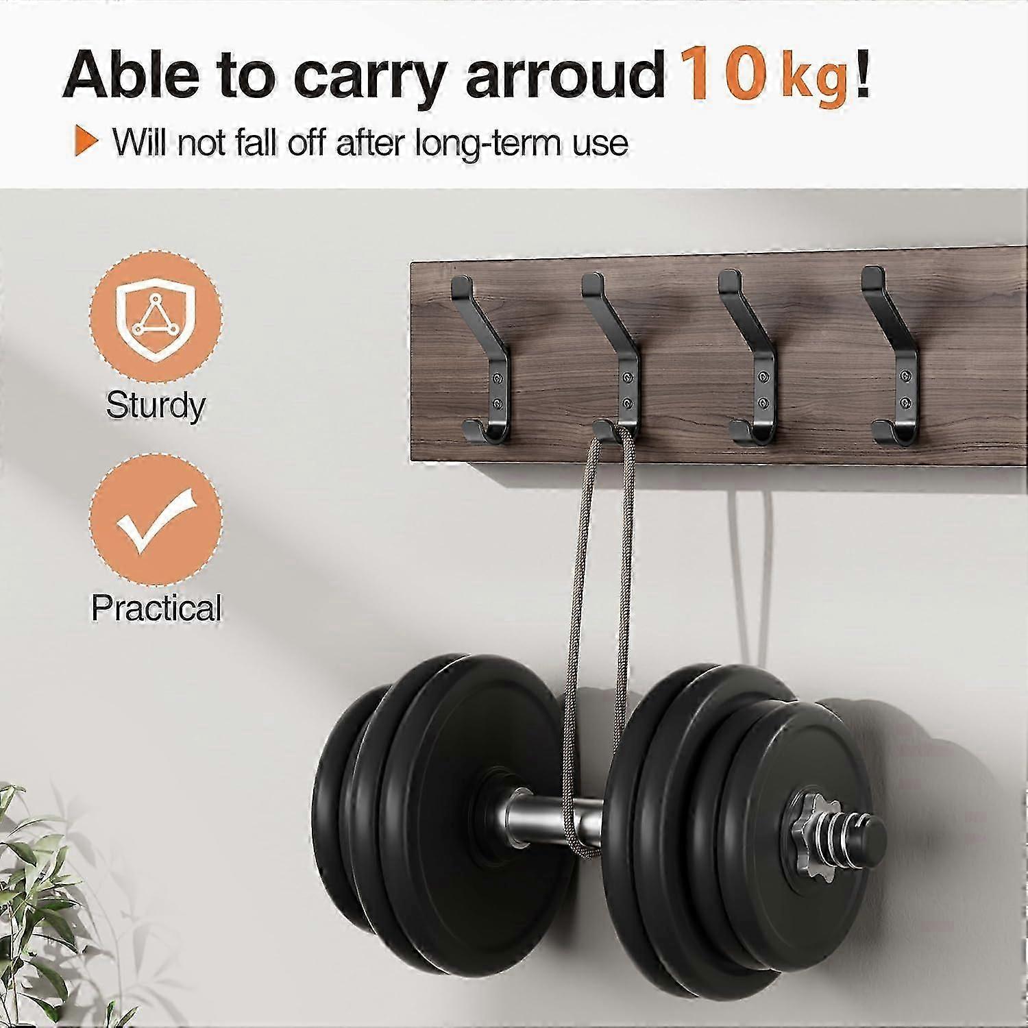 10-Pack Wall Hooks for Hanging Coat: 10KG Metal Strong Hook with Screw ...
