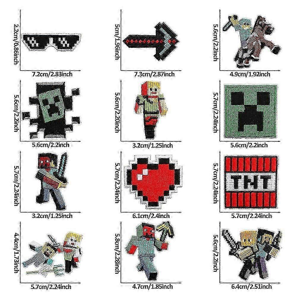 16pcs Minecraft Series Embroidered Patches, Sew On Or Iron On ...