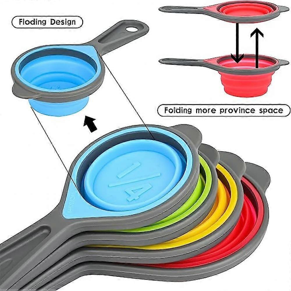 Measuring Cups and Spoons Set, Silicone Collapsible Measuring Cups, 8 ...