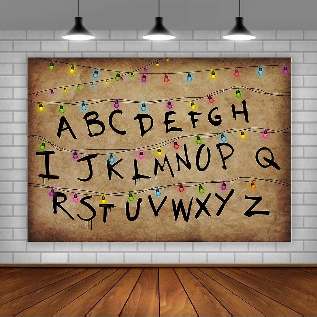 Stranger Backdrops For Photography Rustic Alphabet Colorful Lights ...