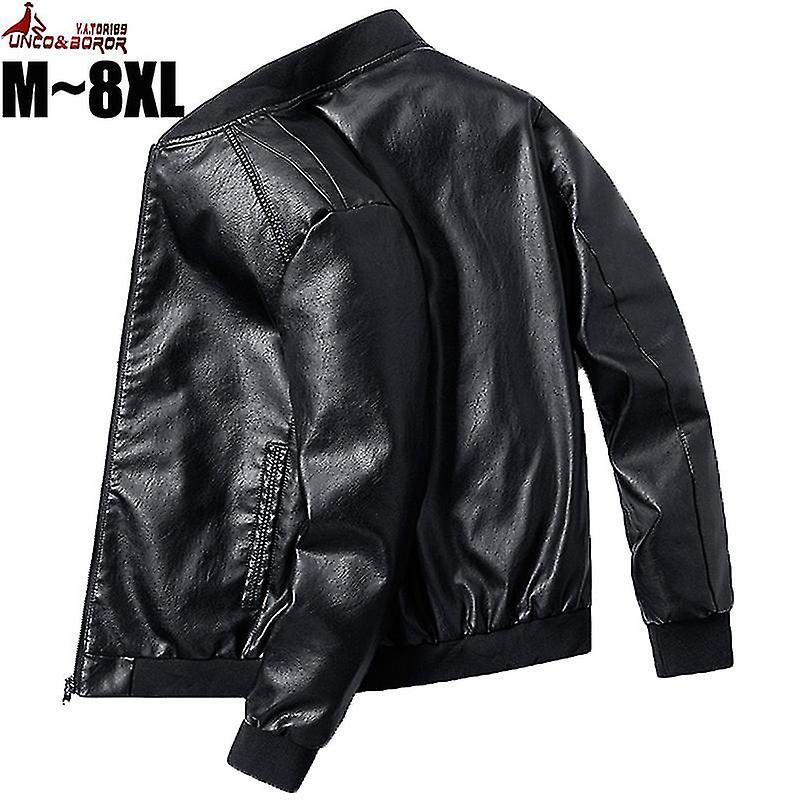 Plus Size 7xl 8xl Pu Leather Jacket Men Bomber Baseball Jacket Biker ...