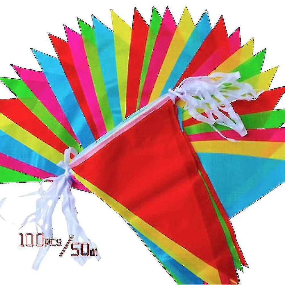 50m Multicolor Wimpel, Stoff Wimpel Girlande, Dreieck Banner, Banner ...