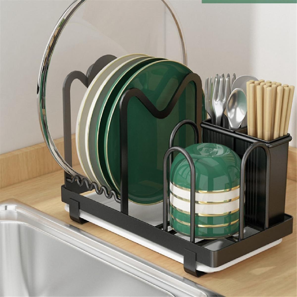 Small Dish Drying Rack Kitchen Sink Drainer Organizer Cutlery Utensils ...