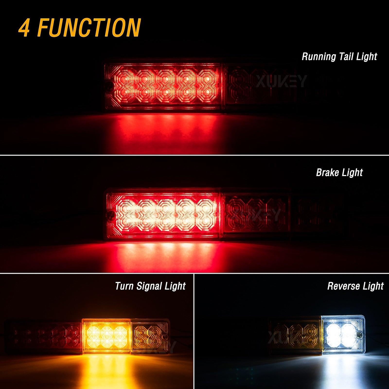 2Pc 20 Led Trailer Rear Tail Light Turn Signal Reverse Stop Brake ...