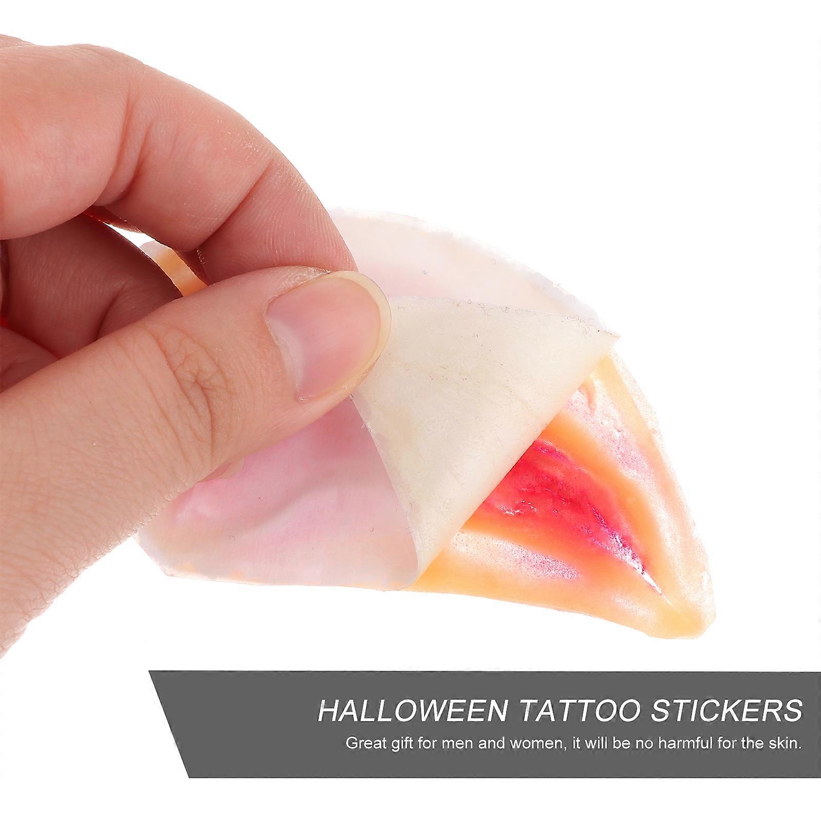 2pcs Halloween 3D Horrible Wound Latex Stickers Make Up Blood Injury ...