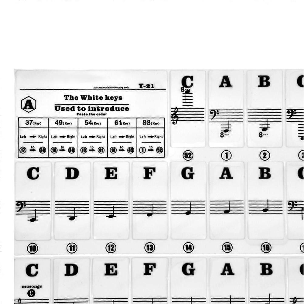 Piano Keys Sticker Set for Key Keyboards Removable for Beginners T21 ...