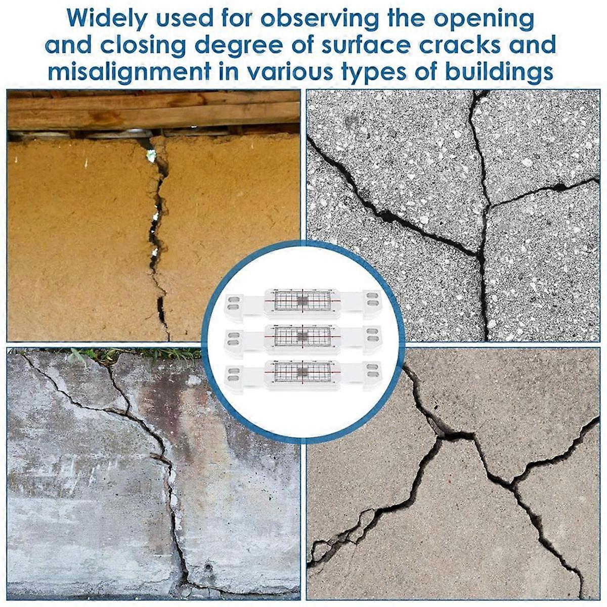 3 Pcs Crack Monitoring Record, Acrylic Corner Tell-Tale Monitor Crack ...