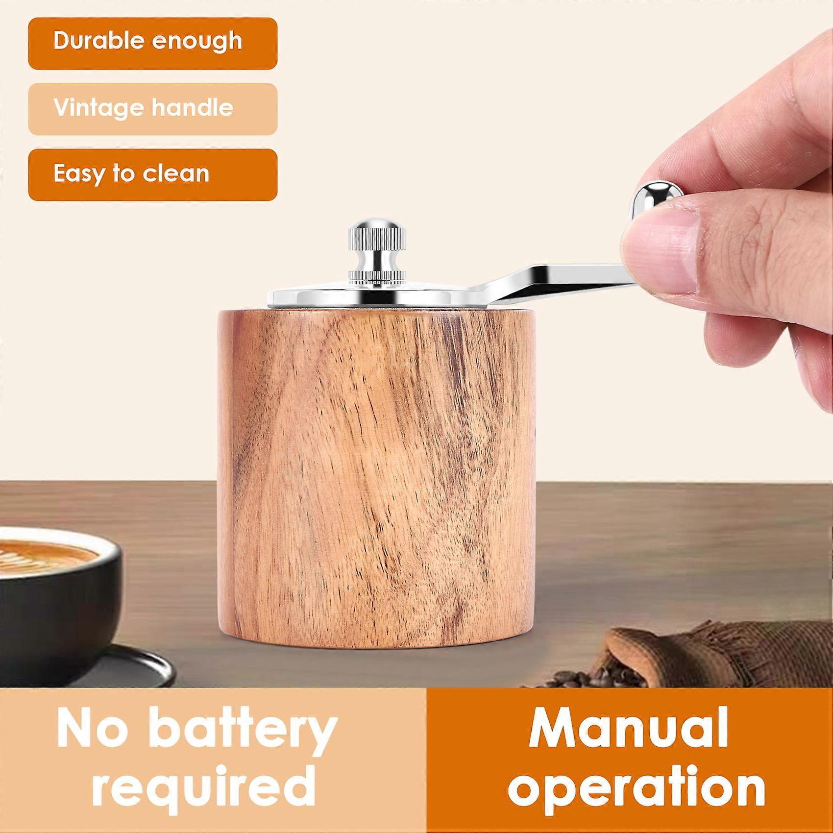 Pepper Mill, Hand Crank Wood Pepper Grinder with Classic Handle and ...