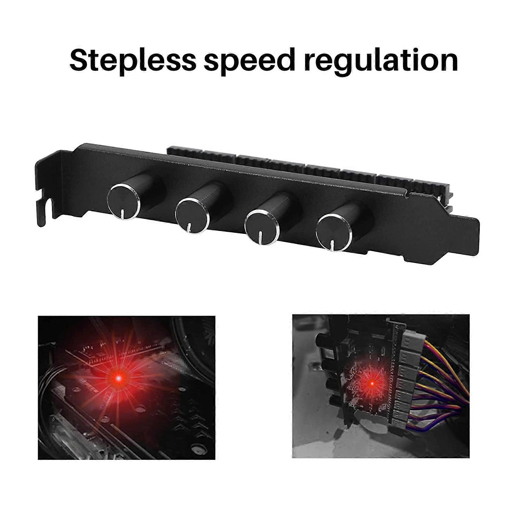 Pc 8 Channels Fan Hub 4 Knob Cooling Fan Speed Controller For Cpu Case Hdd Vga Pwm Fan Pci ...