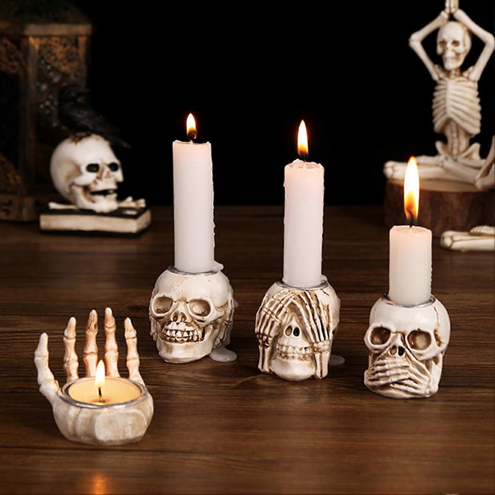 Spooky Skull Candle Holder Realistic Skeleton Bones Heat-resistant ...