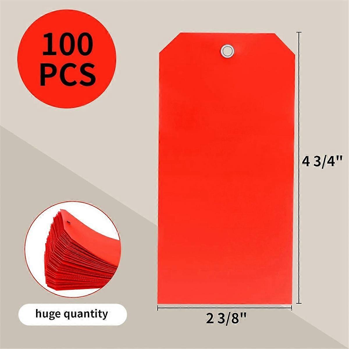 100 Pieces 4 3/4Inch X 2 3/8Inch Plastic Shipping Tags with Wires Blank ...