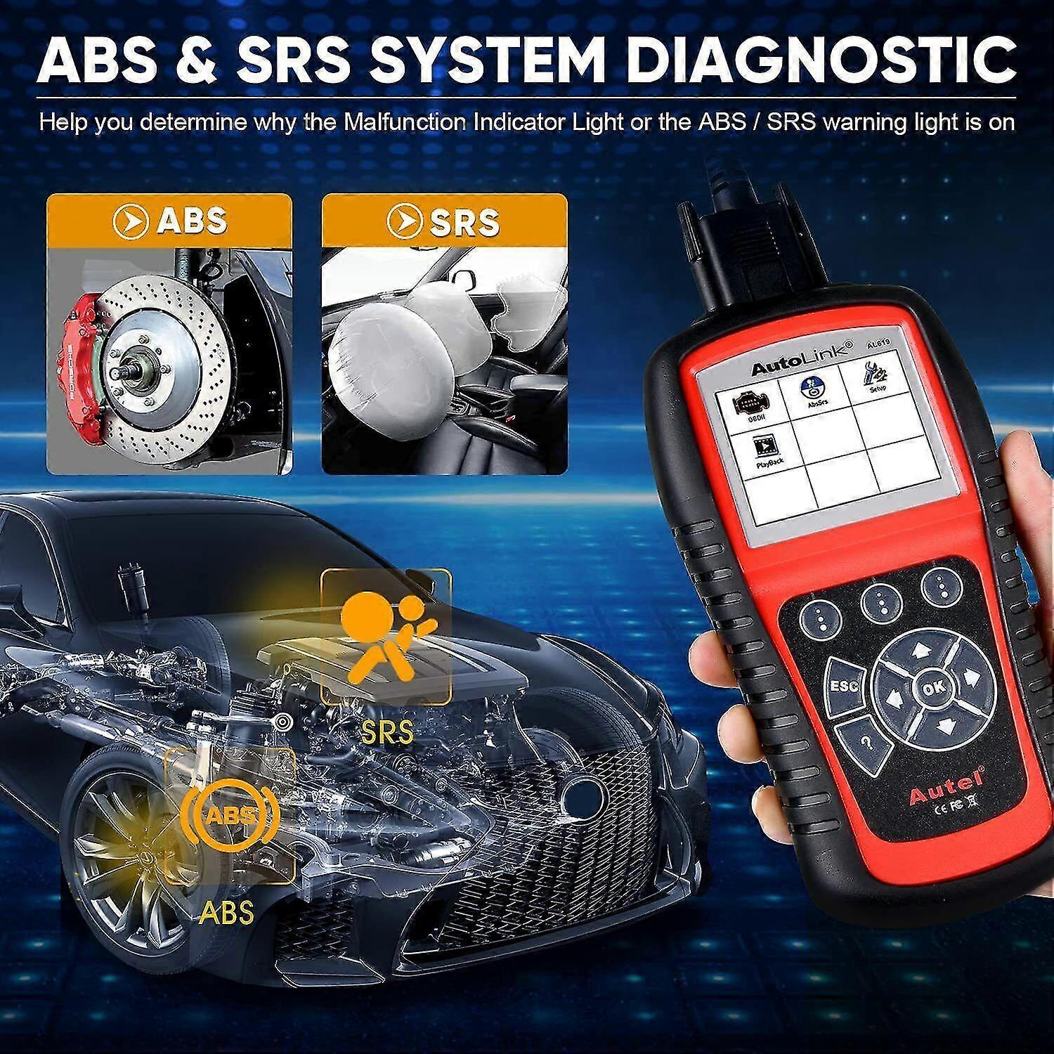 Autel Autolink Al619 Obd2 Abs Srs Airbag Auto Diagnostic Tool Obdii ...