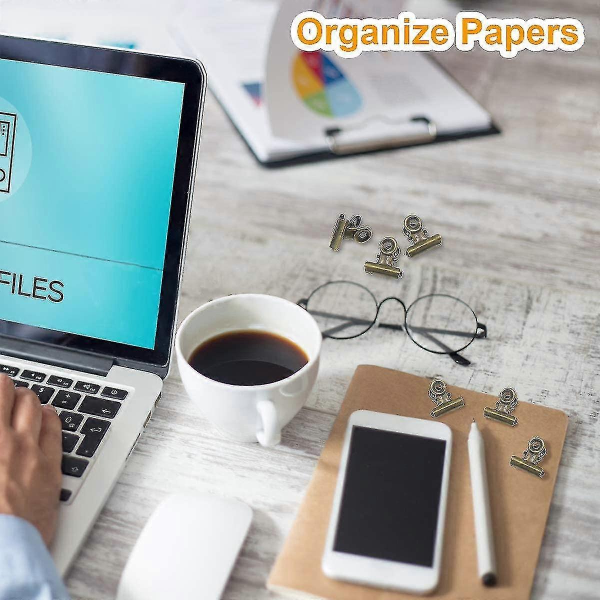 Antique Brass Small Bulldog Clips, 30Pack Hinge Clip 1 Inch Metal ...