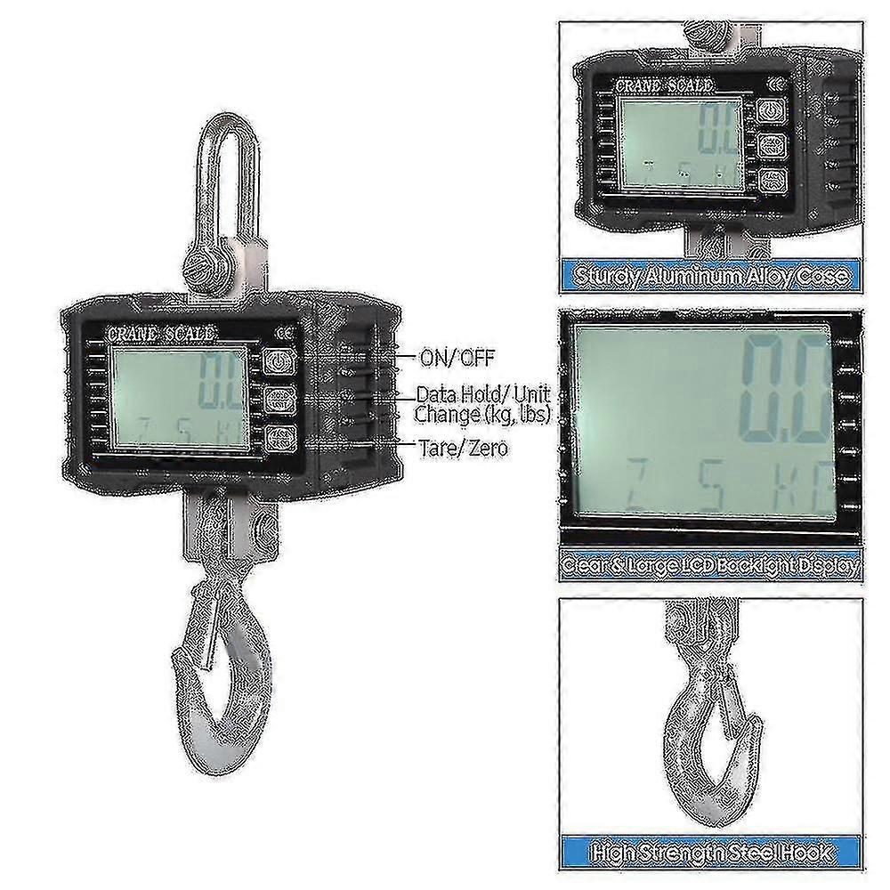 Digital Hanging Scale 1000kg/ 2204lbs Portable Heavy Duty Crane Scale ...