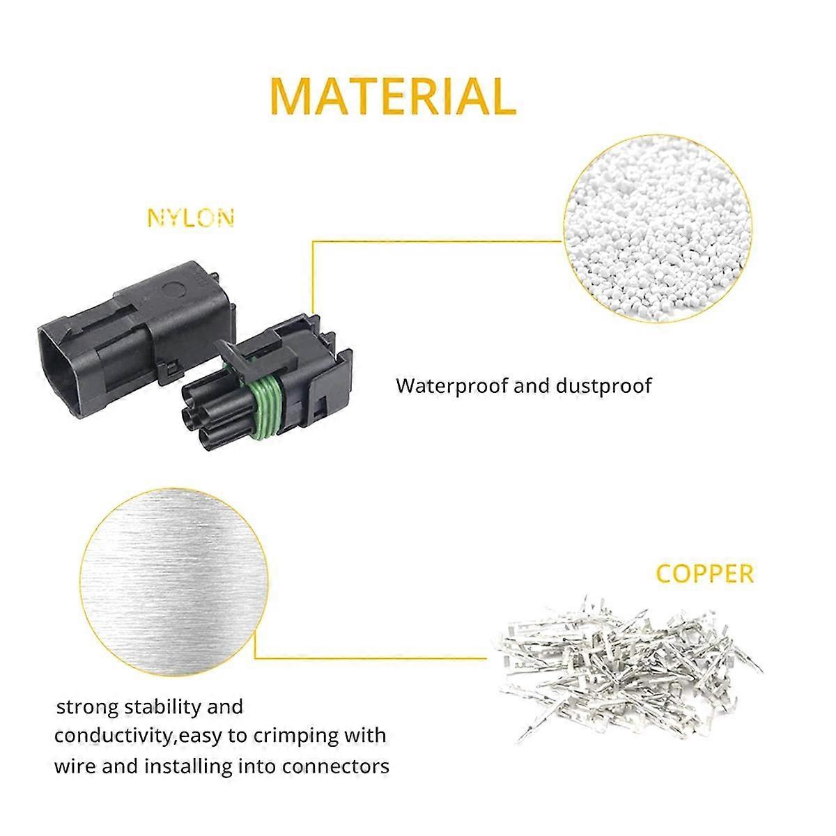 360Pcs Waterproof Automotive Electrical Connector 1/2/3/4/6 Male Female ...