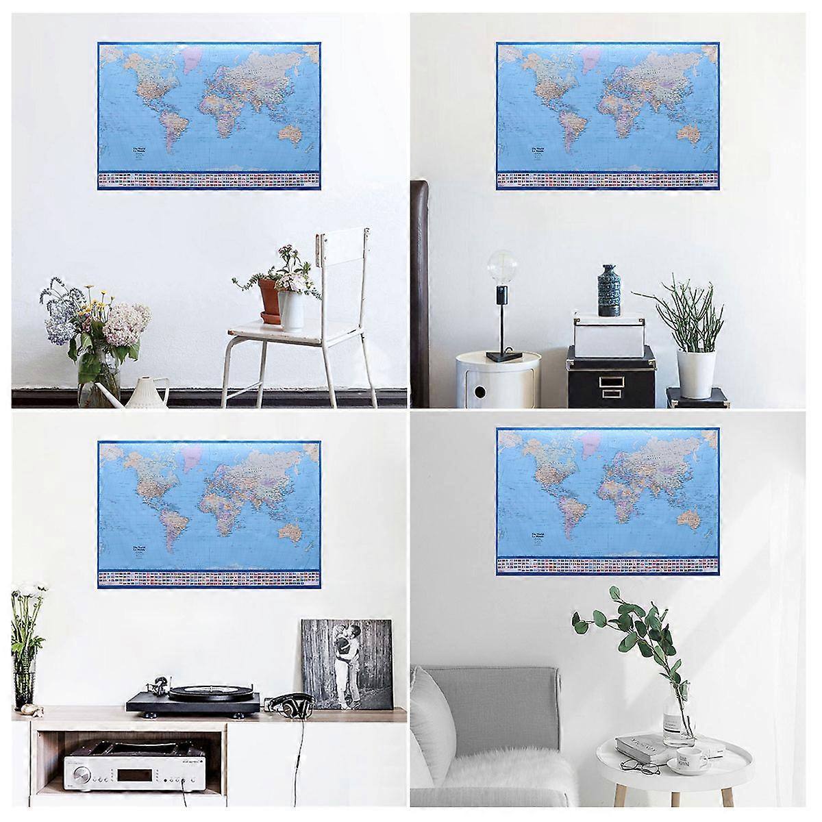 Mapa do Mundo Poster Mapa Decorativo Mural Clear High-Gloss Poster Silk ...