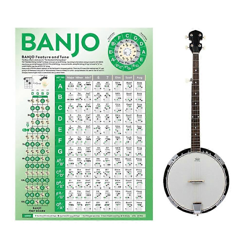 Banjo Chord Chart Poster Instructional Chart Beginner Fingering Diagram ...