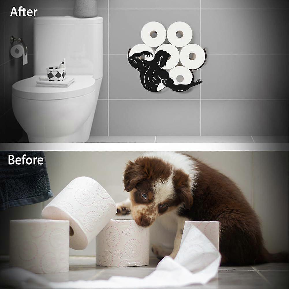 Black Funny Muscle Man Toilet Tissue Roll Holder Strong Man Toilet ...
