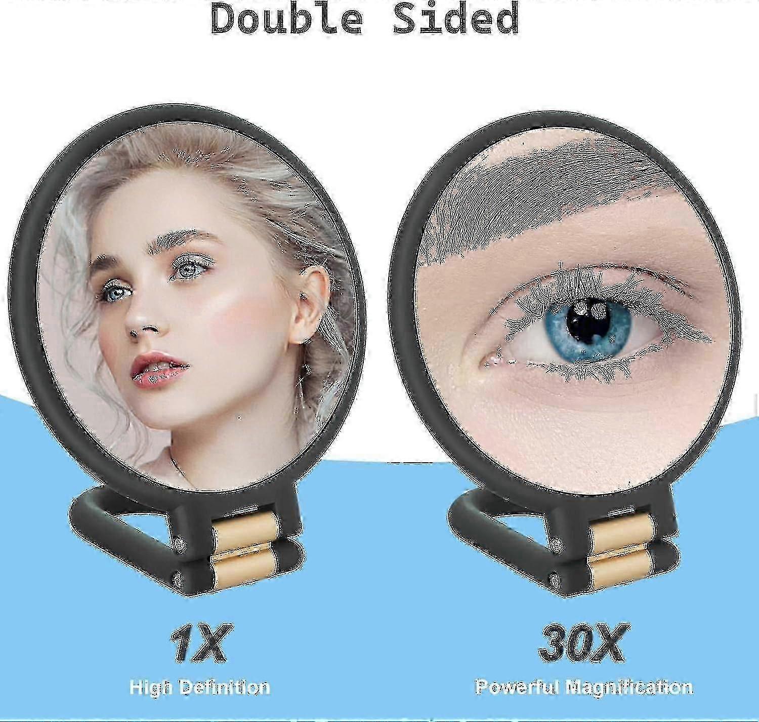 30x Magnifying Mirror Travel Hand Mirrors with Handle - Double Side ...