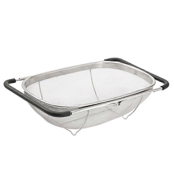 Oval sieve with fine-mesh sieve basket and extendable rubber handles ...