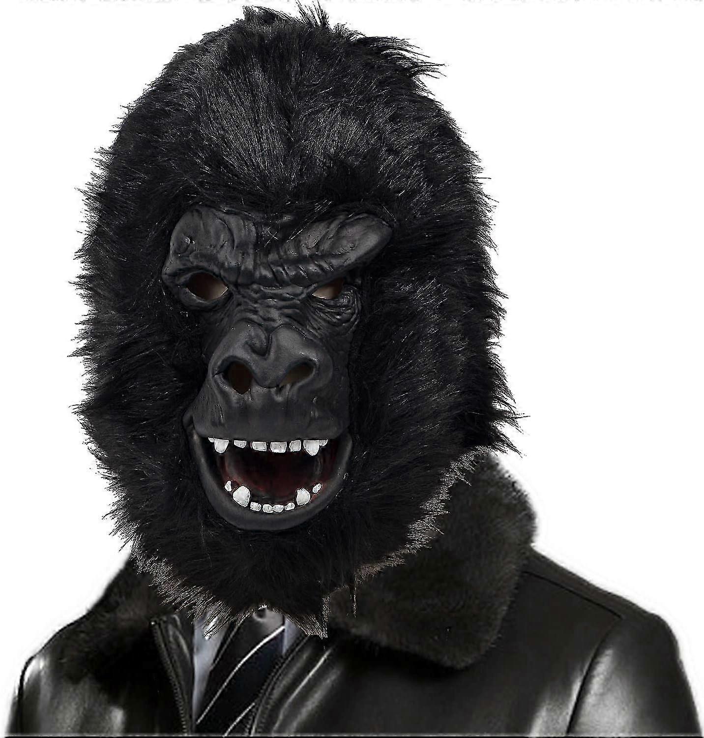 Black Gorilla Mask Chimpanzee Wild Animal Latex Full Head Realistic ...