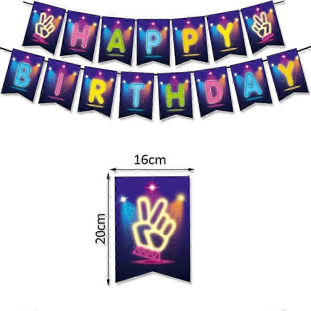 unique Neon Glow Happy Birthday Banner, Glow in the Dark Birthday Party ...