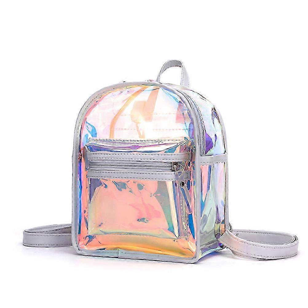 Holographic Transparent Backpack Women PVC Hologram Mini Clear Backpack ...