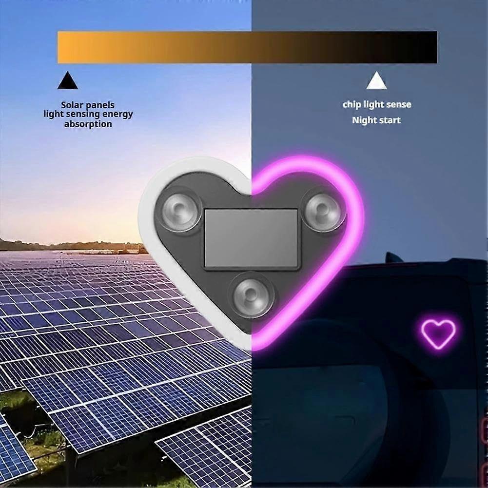 Solar-Powered Neon Lights Heart Shaped LED Sign Car Interior Atmosphere ...