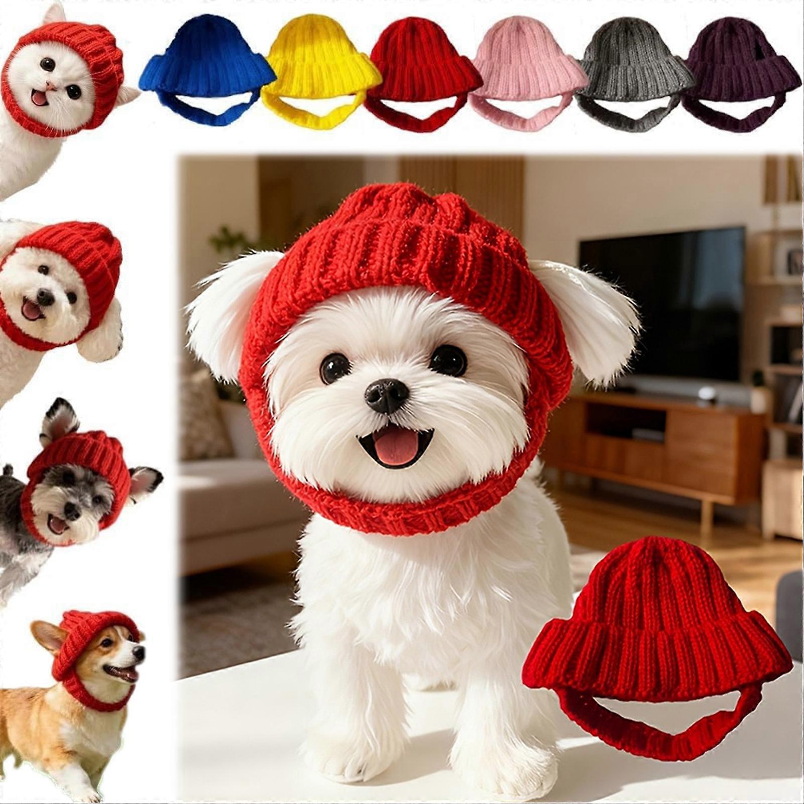 Knit Dog Beanie with Ear Flaps, Warm Pet Hat, Puppy Neck Scarf ...