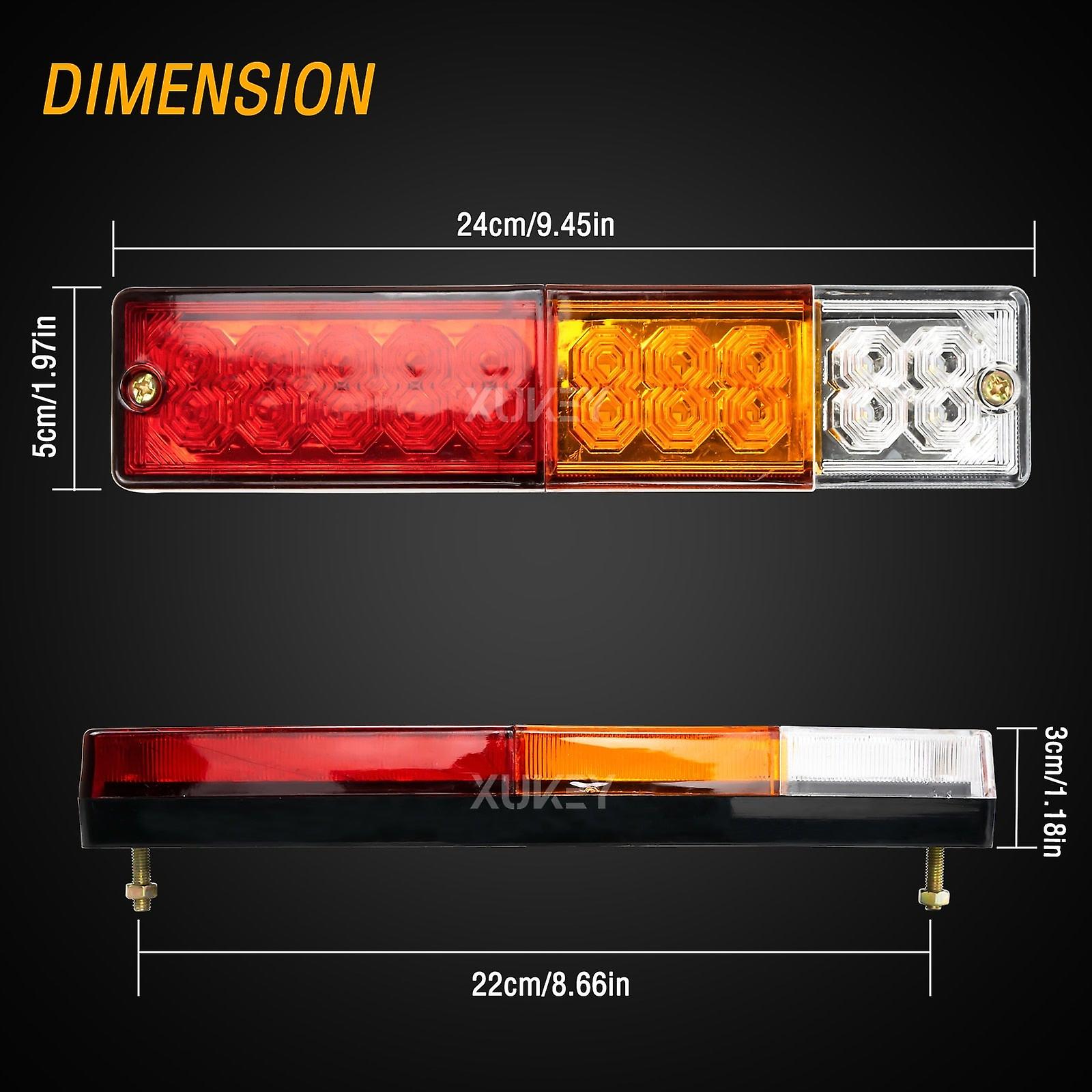 2Pc 20 Led Trailer Rear Tail Light Turn Signal Reverse Stop Brake ...