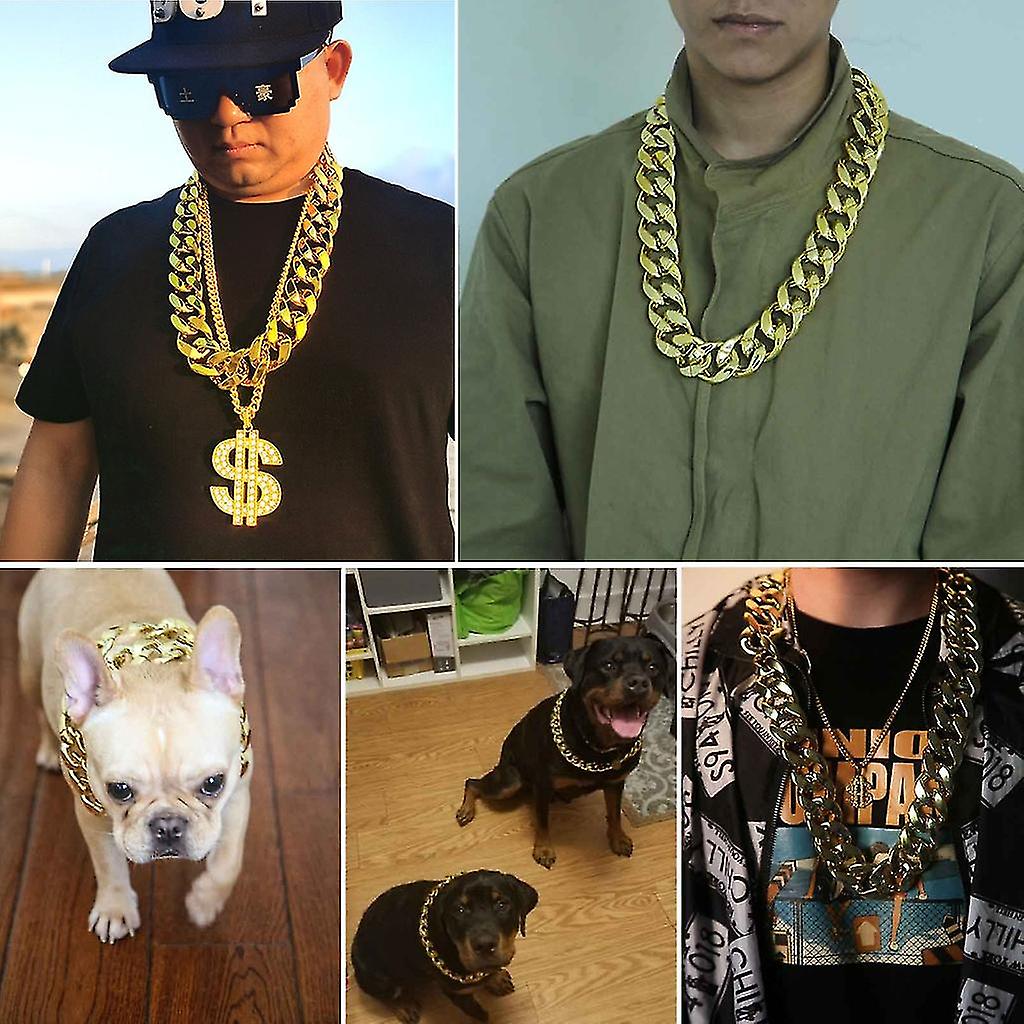 Big Chunky Necklace Rapper Fake Gold Chain 90s Hip Hop Gold Plastic ...