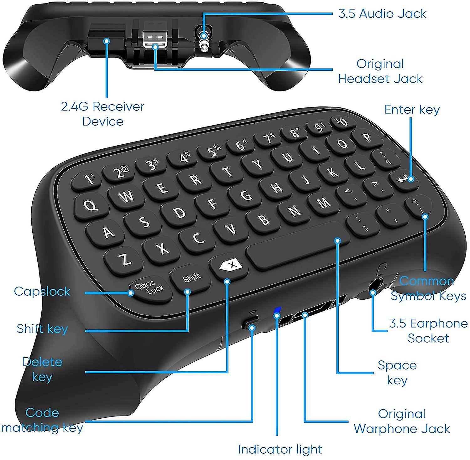 Keyboard compatible with Xbox Series X/s One/s/ Controller Gamepad, 2.4Ghz Mini Qwerty Keyboard ...