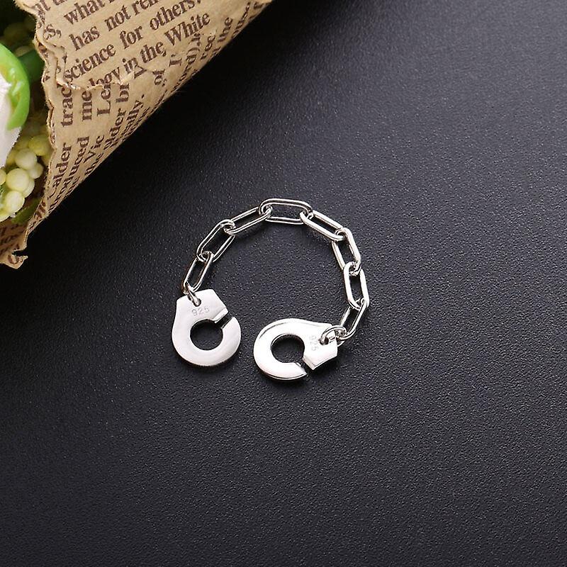 Sterling Silver Handcuff Ring White Paper Clip Chain | Fruugo UK