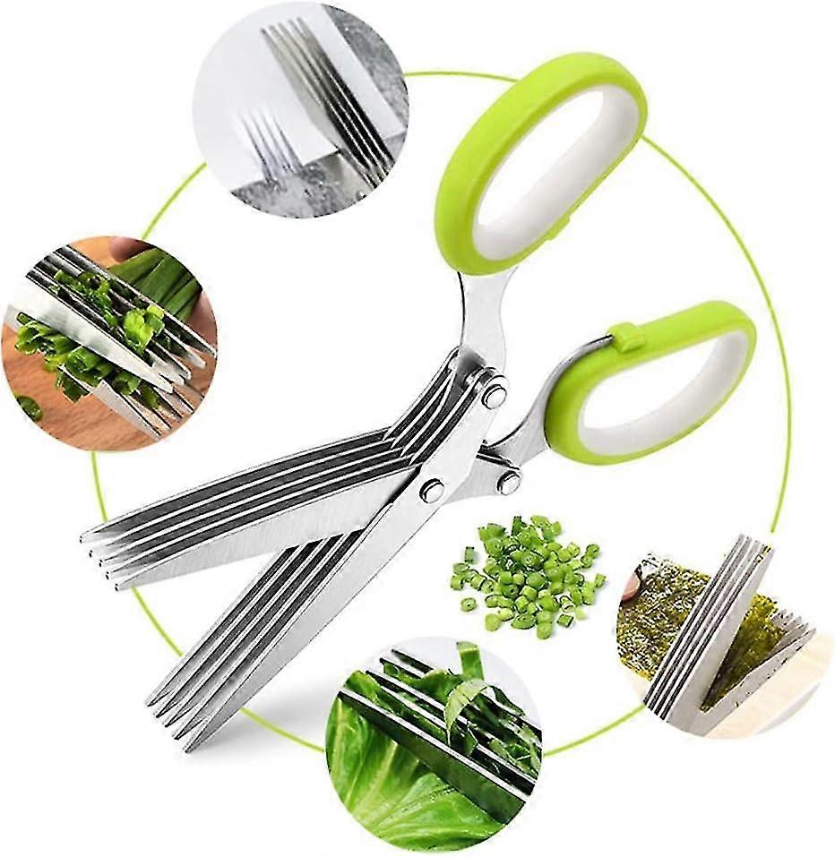 5 Blade Kitchen Salad Scissors, Multi-ply Kitchen Herb Scissorsvegetable Scissors, Stainless ...
