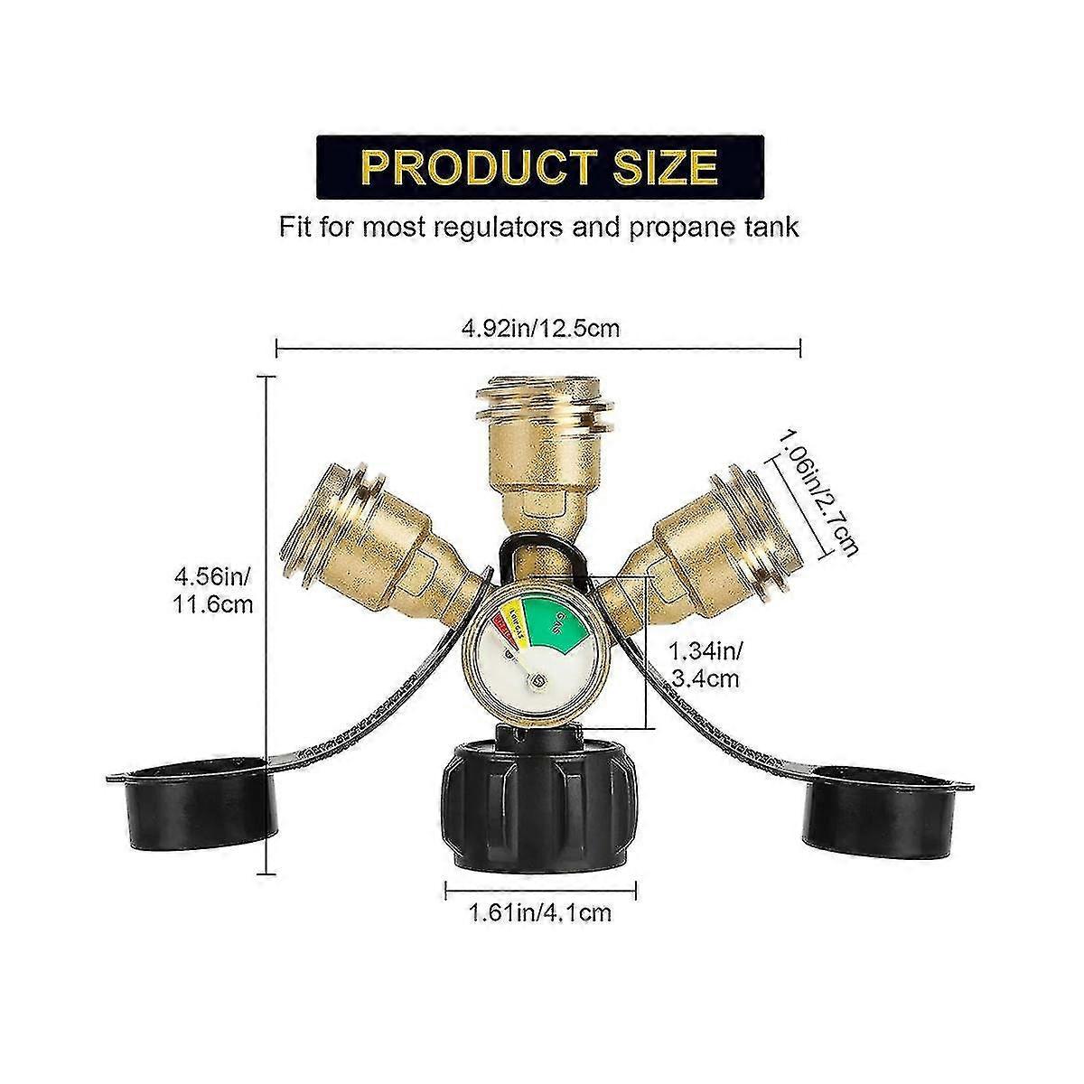 3 Way Propane Splitter, 3 Y Propane Gas Splitter Adapter With Gauge And ...