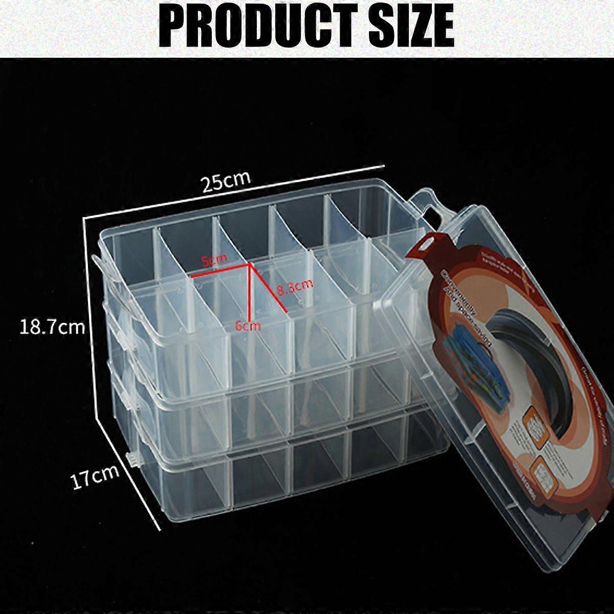 Pink Transparent 3-Tier Craft Storage Organizer with 30 Adjustable ...