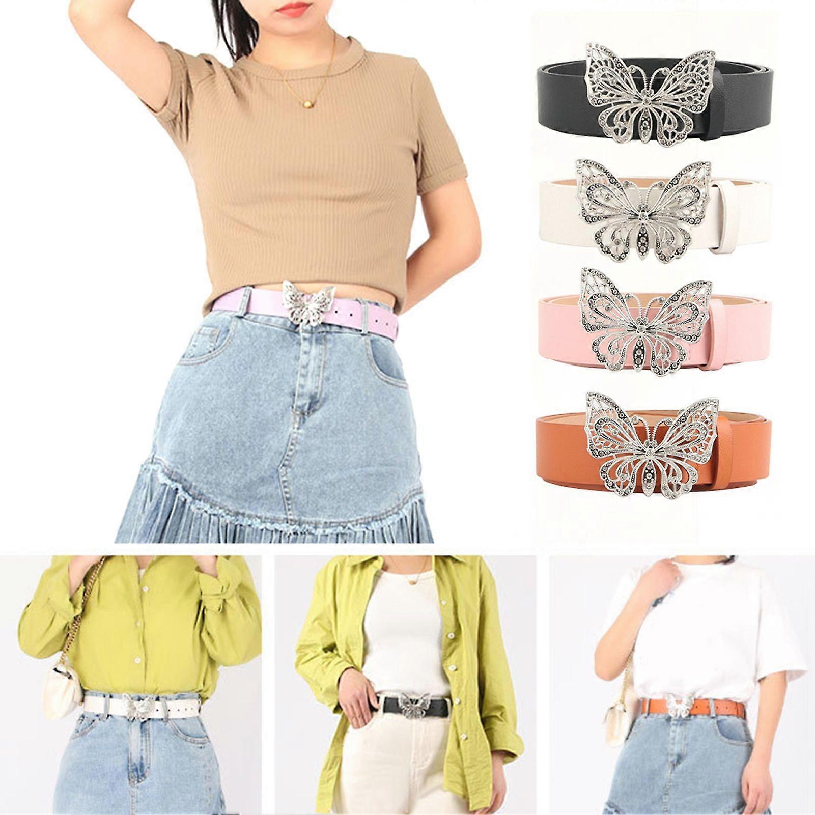 Rhinestones Butterflies Decor Belt Adjustable Length Multi Holes Design ...