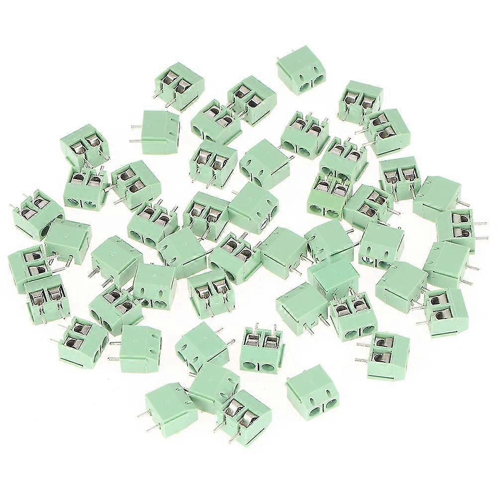 50pcs/set 2 Pin 5mm Pitch Green Pcb Universal Screw Terminal Block ...