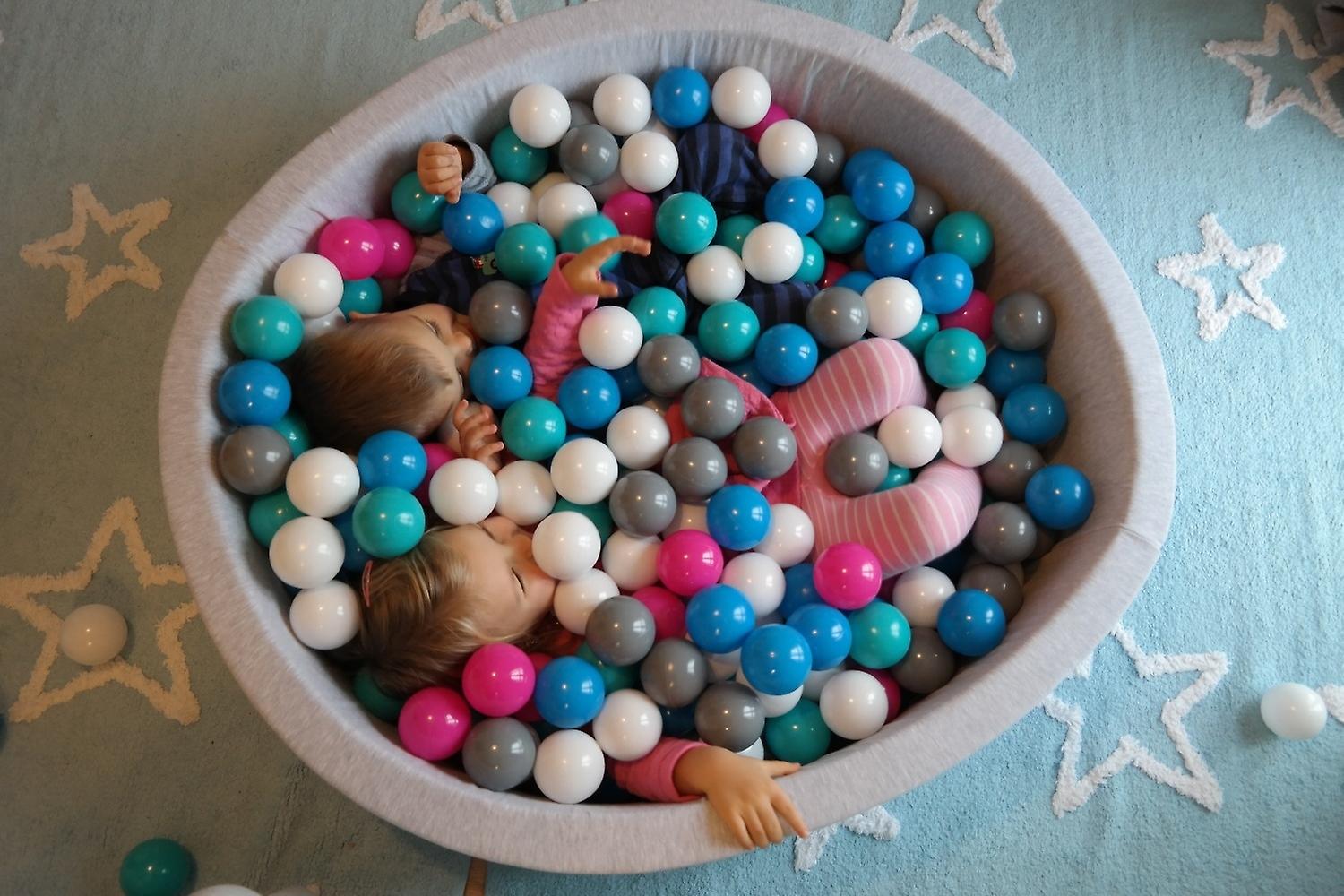 Ball pit - 150 balls - round - 90x30 cm ball pool - white, baby blue ...