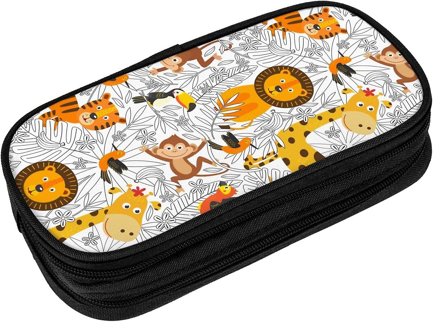 Lion Tiger and Monkey Pencil Case Large Capacity Durable Pencil Pouch ...